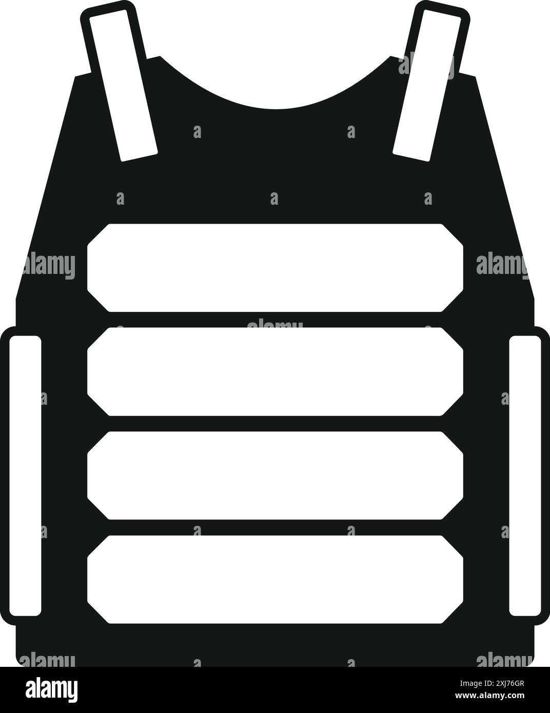 Black bulletproof vest protecting the body from bullets, ensuring ...