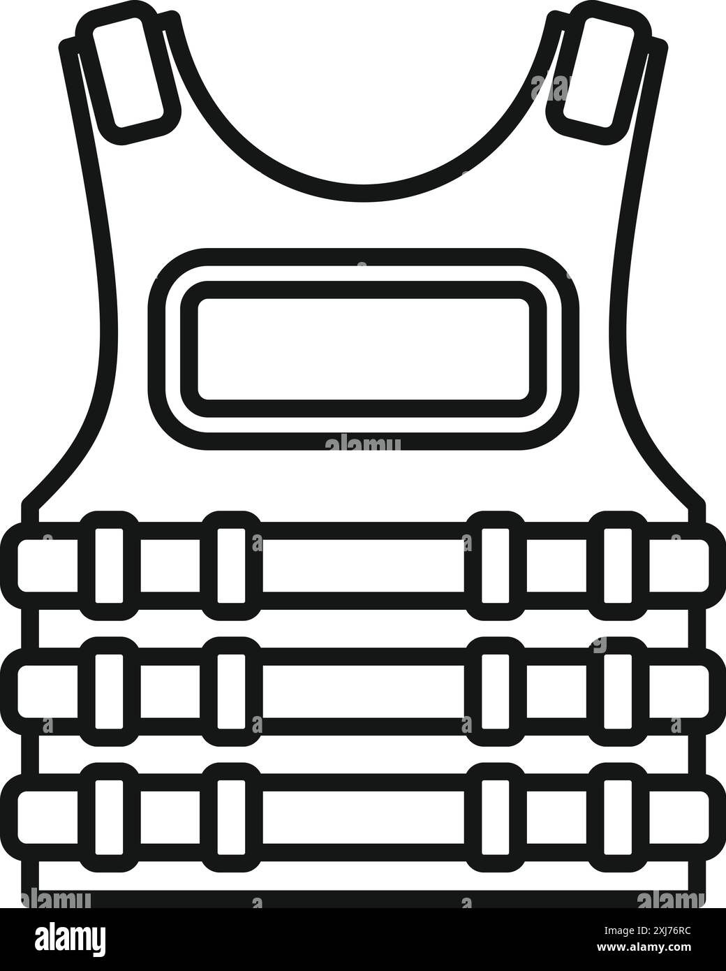Black and white line drawing of a bulletproof vest, providing essential ...