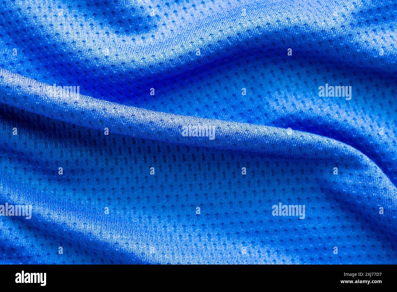 Blue color fabric sport clothing football jersey with air mesh texture ...