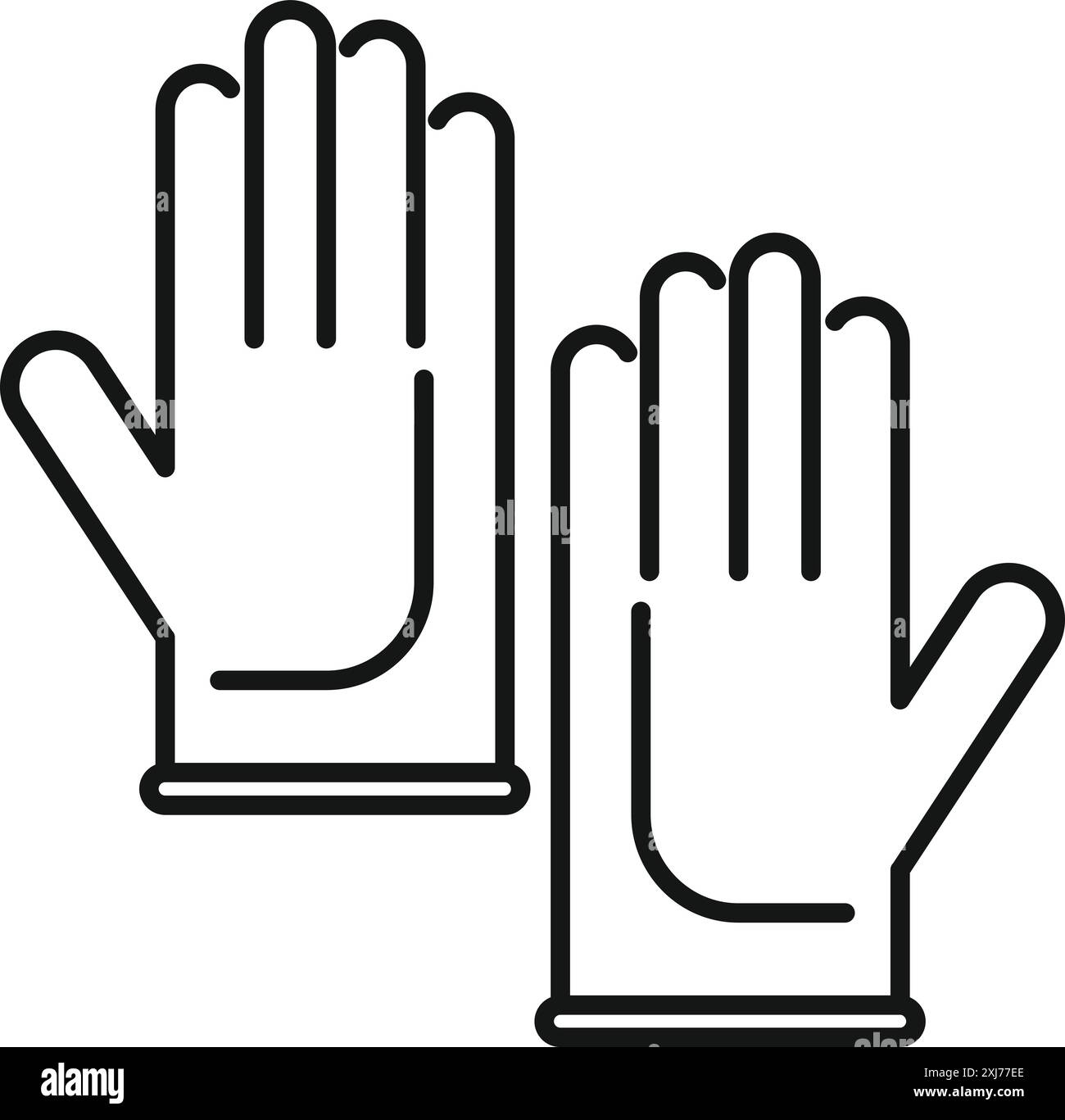 Line drawing of a pair of medical gloves, emphasizing hygiene and ...