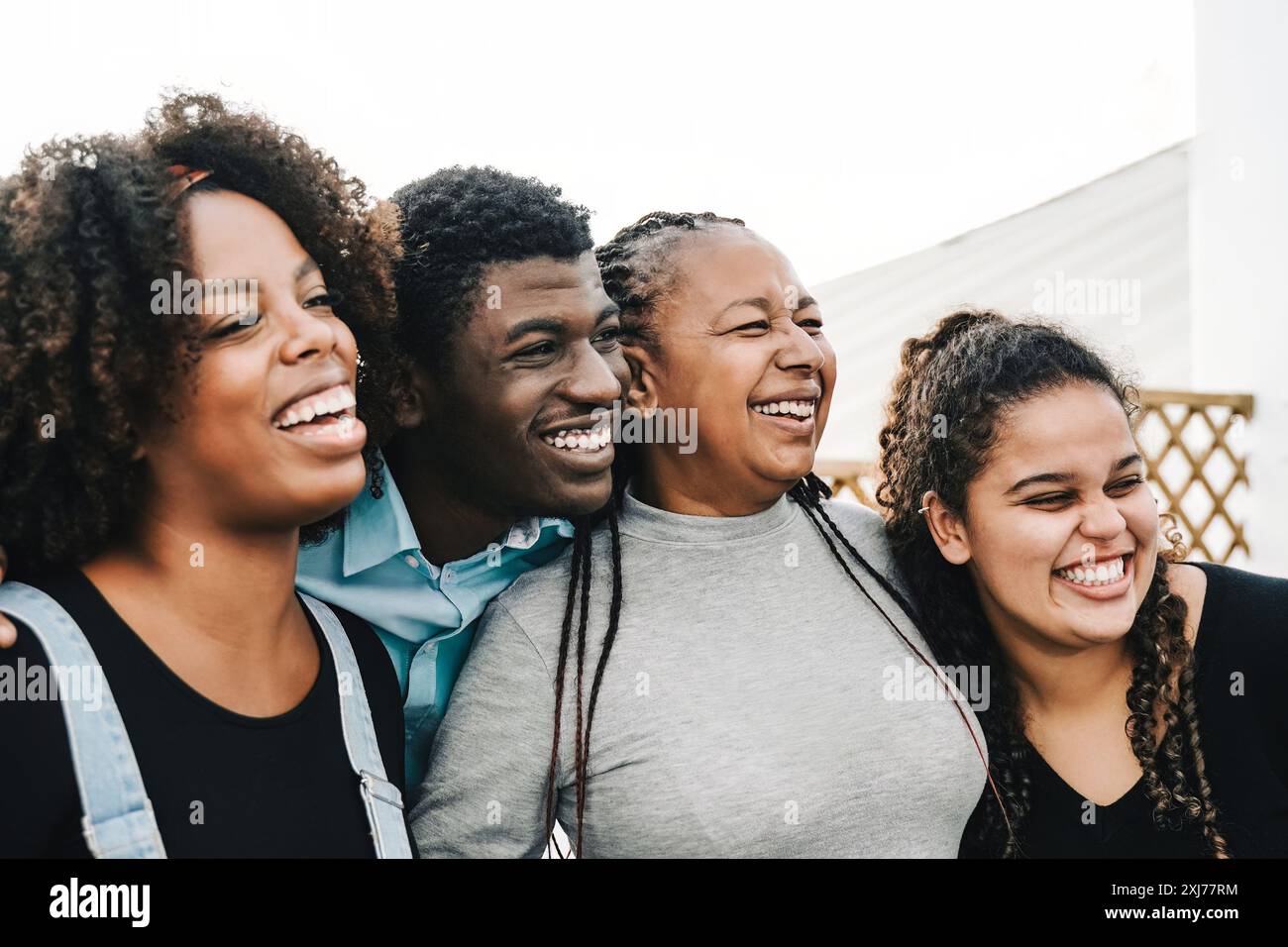 African family, Happy mother, son and daughters having fun together ...