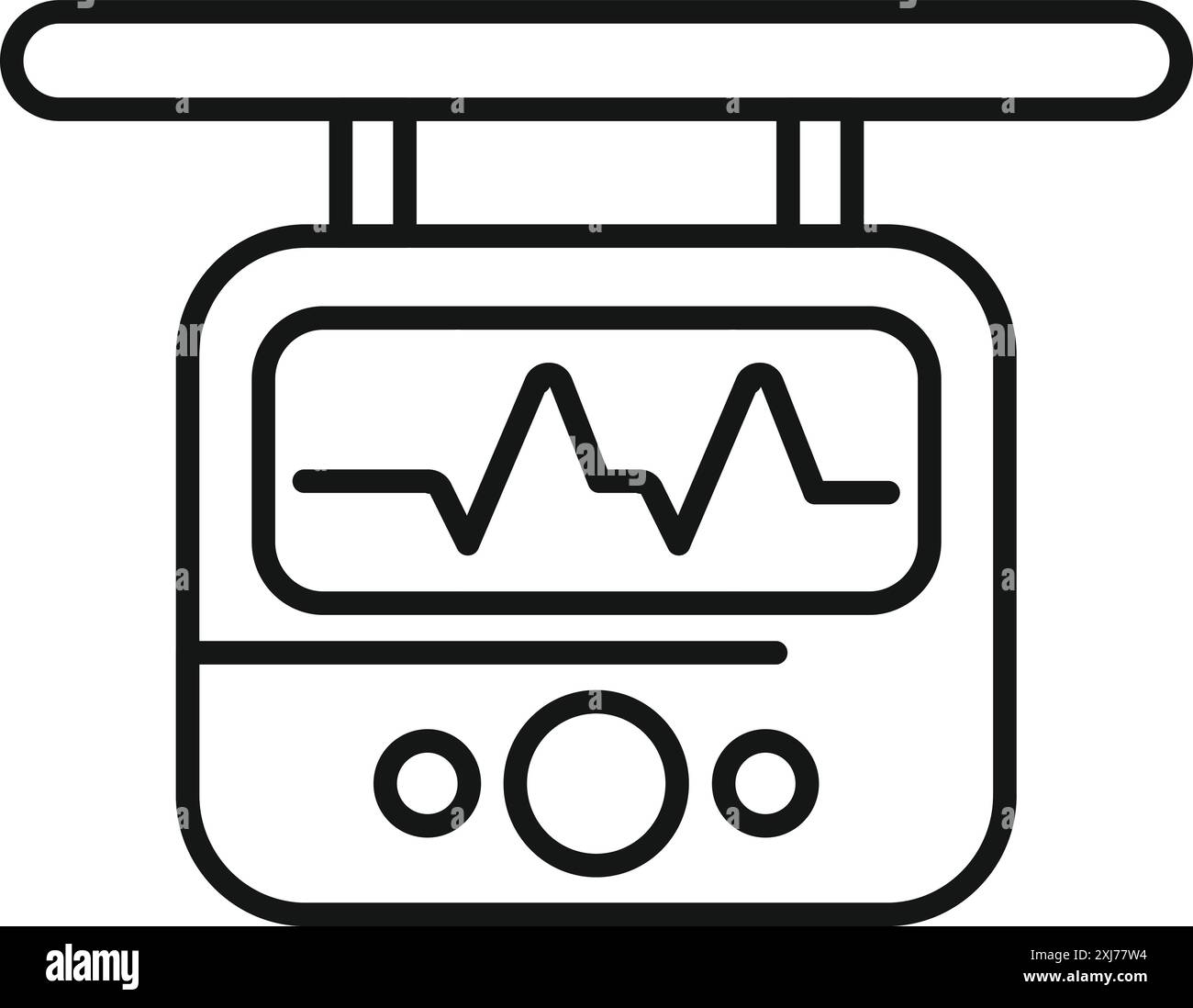 Line art icon of a heartbeat monitor displaying a patient's vital signs ...