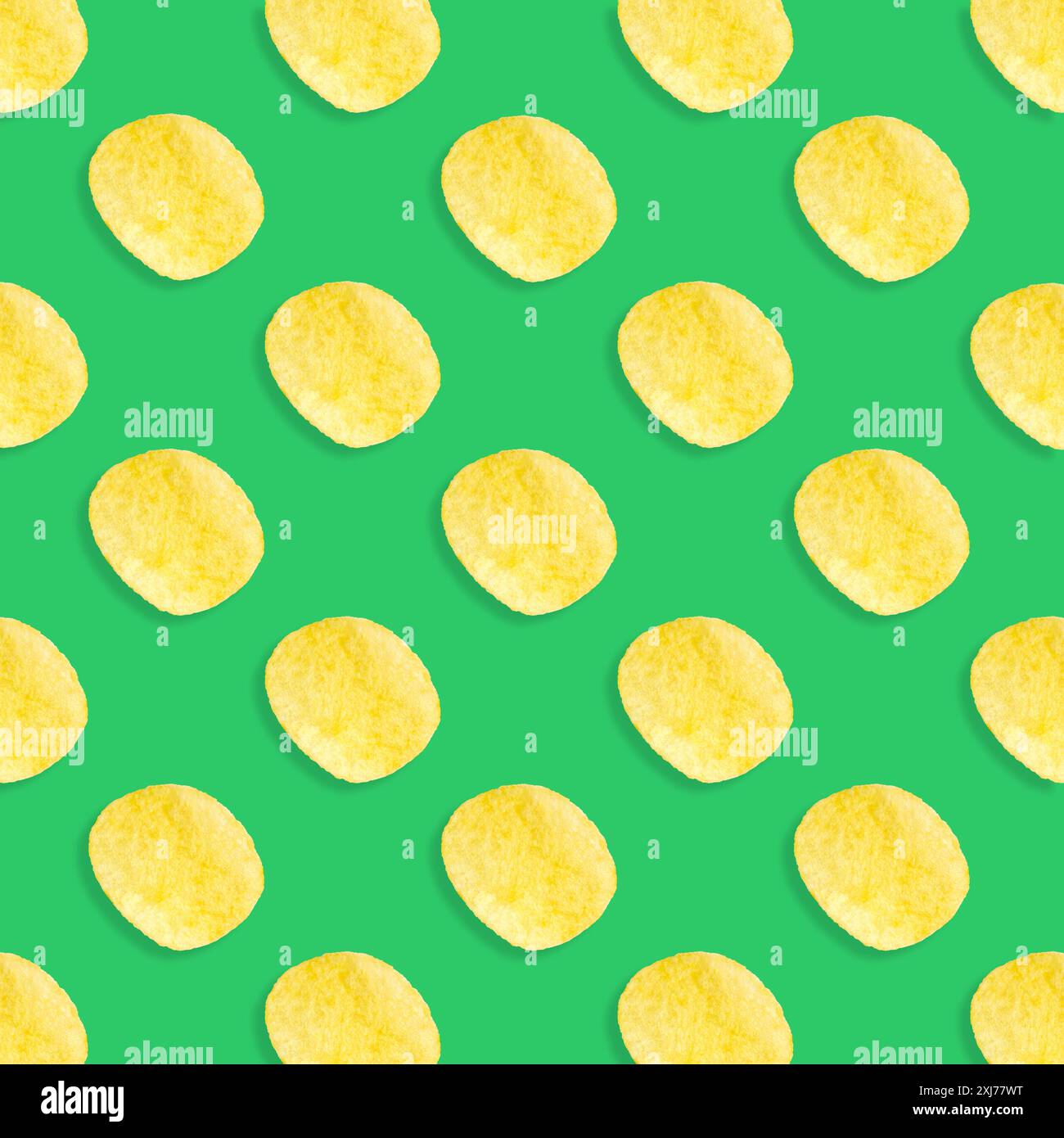 Potato chips pattern on pastel green background top view flat lay Stock ...
