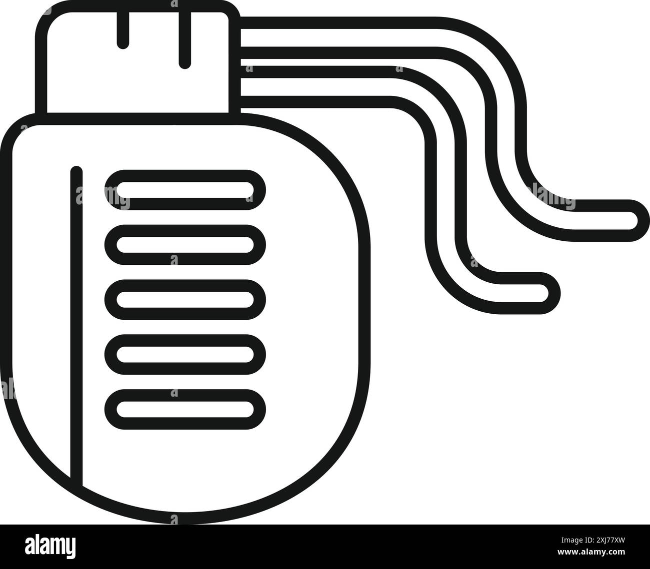 Line drawing of an artificial heart pumping blood through wires ...