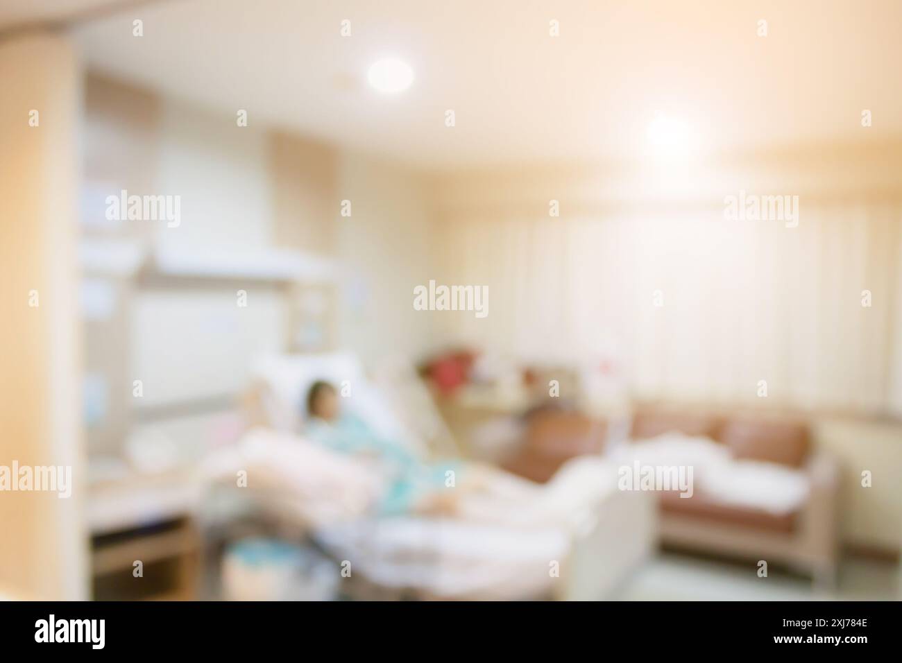 Abstract hospital room interior with bed blur background Stock Photo ...