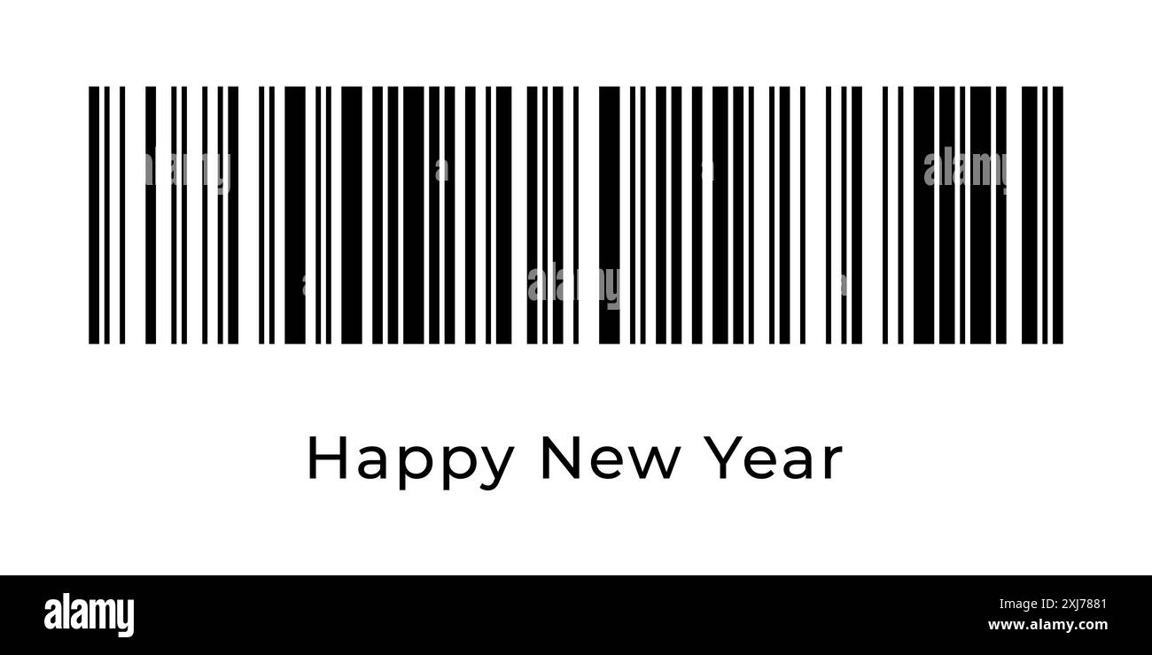 Real barcode Happy New Year text. Holiday QR code concept design ...