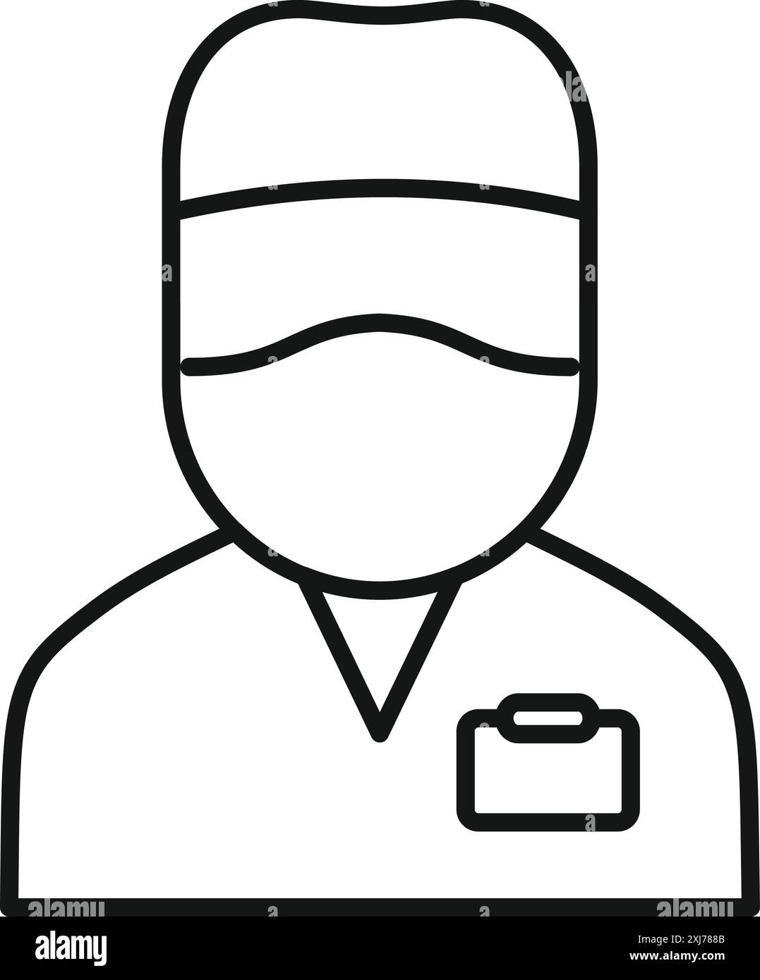 Line drawing of a surgeon wearing a mask and hat for a surgery ...