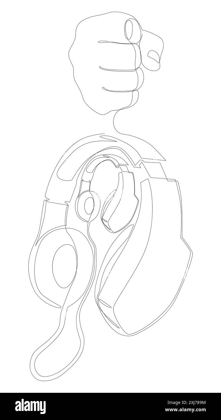 Microphone one line drawing Cut Out Stock Images & Pictures - Alamy