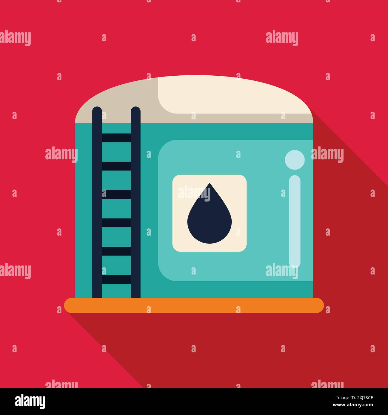 Water tower icon in flat style showing infrastructure for storing clean ...