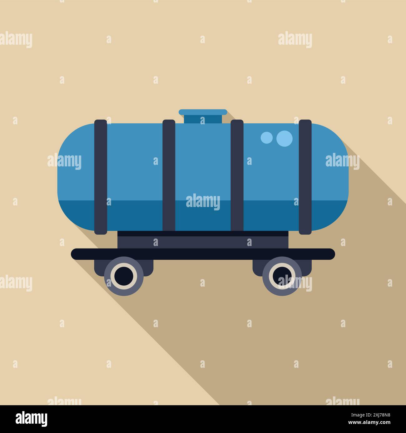 Blue tanker wagon standing on rails for transportation of liquid cargo ...