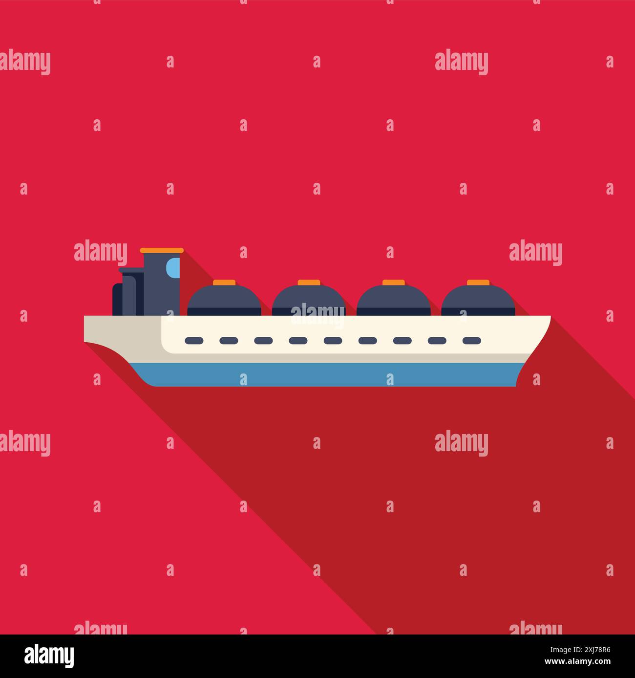 Large gas tanker ship transporting liquefied natural gas over sea, global energy and fuel ...