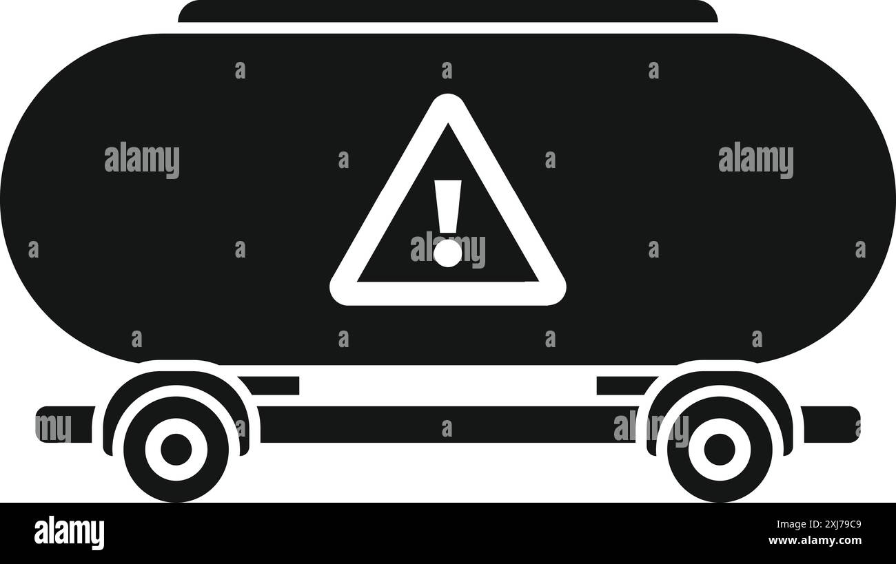Black and white icon of a tank trailer transporting hazardous materials ...