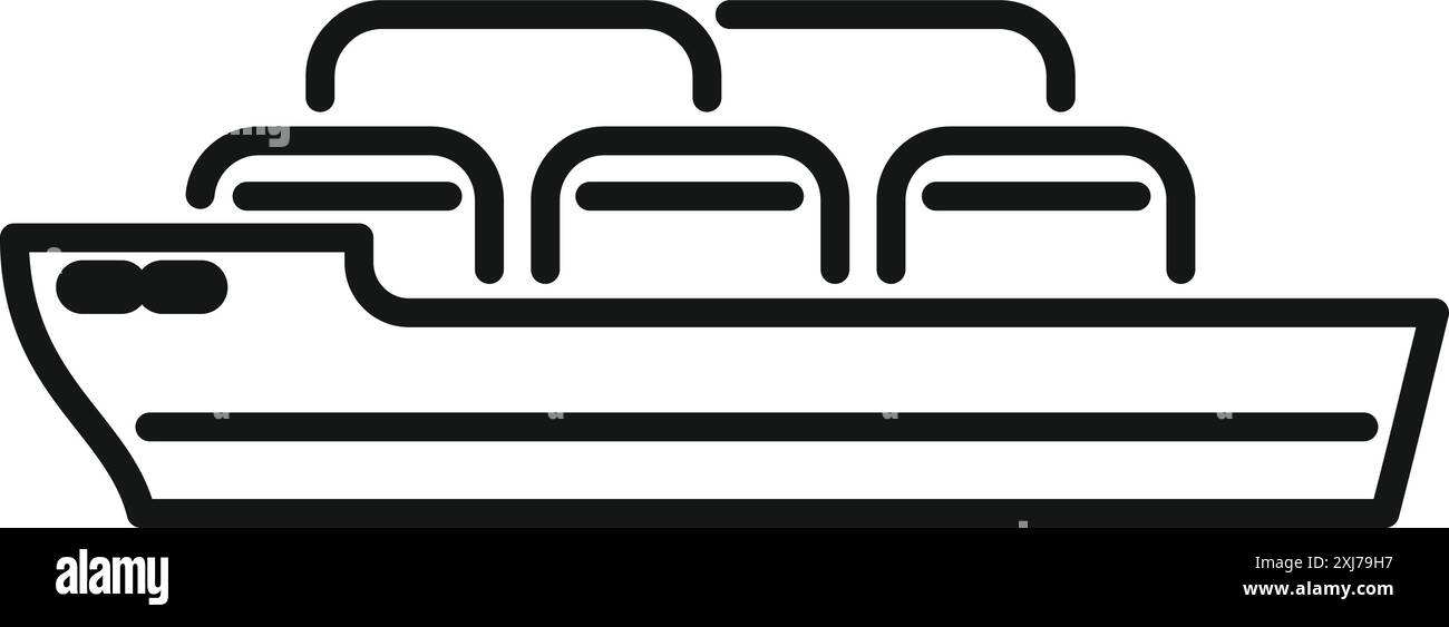 Simple ferry boat icon representing passenger transport on a river or ...