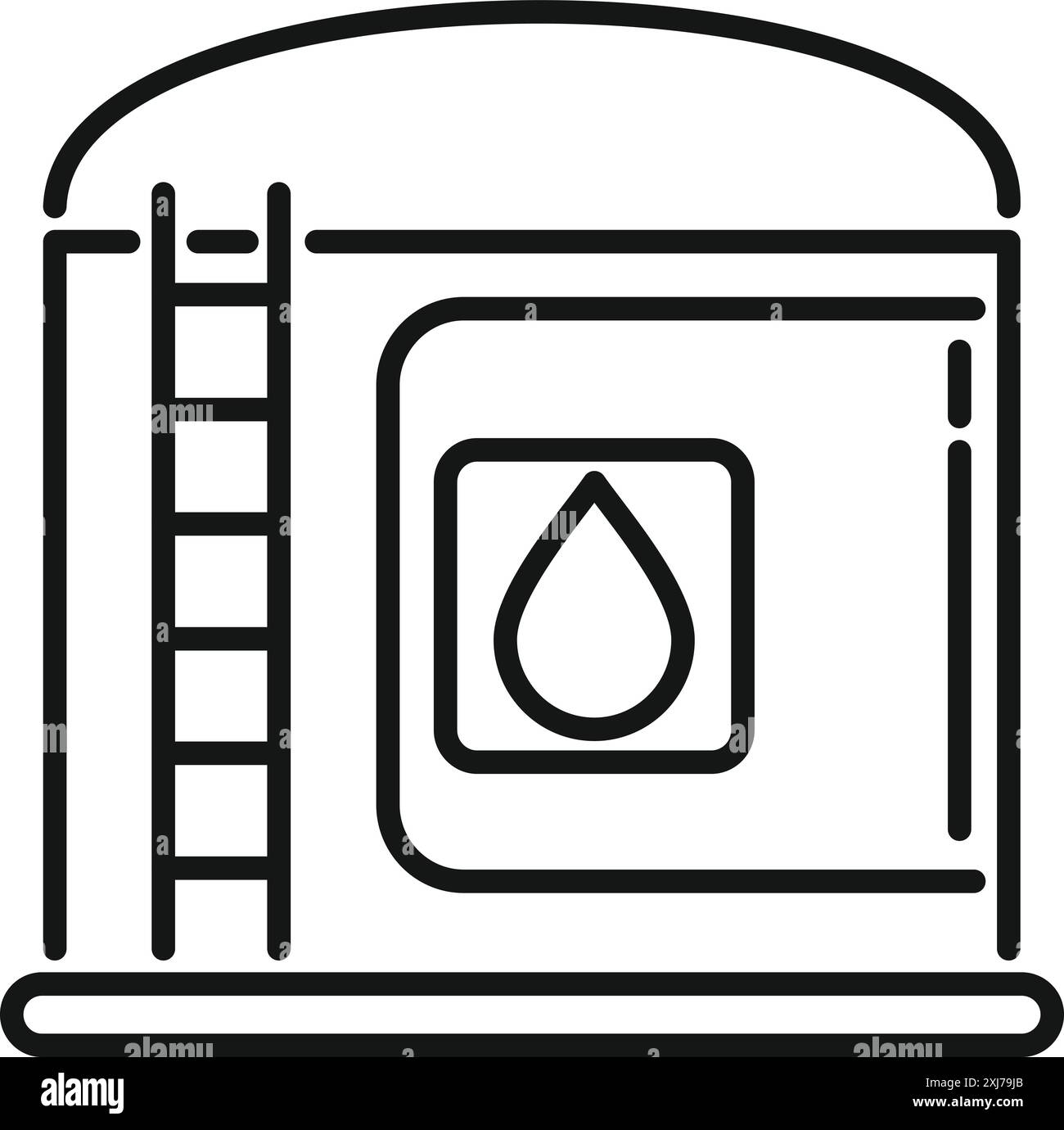 Water tower with a ladder is storing liquid for city needs Stock Vector ...