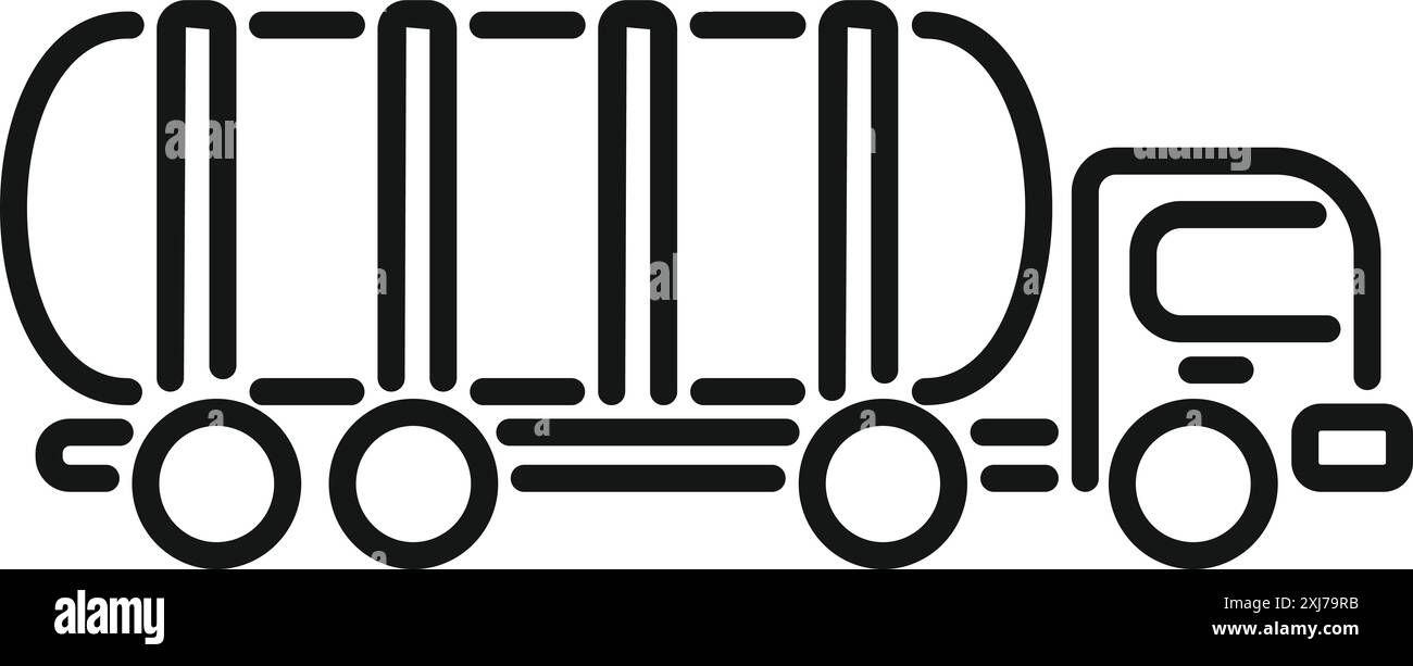 Black and white line art of a garbage truck, representing waste ...