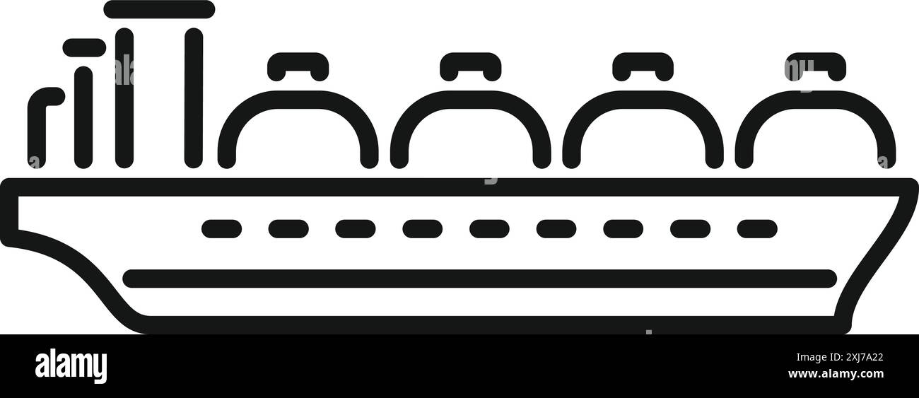 Simple icon of a large gas carrier ship transporting liquefied natural ...