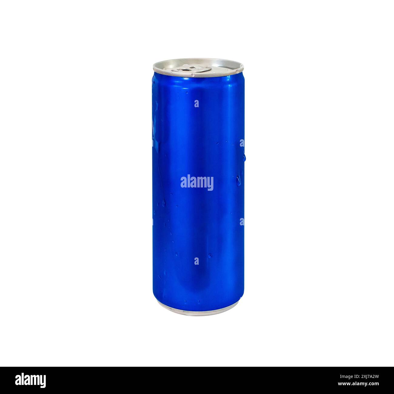 Aluminum blue color soft drink soda can isolated on white background ...