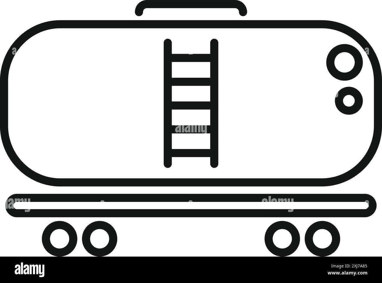 Line drawing of a tank wagon standing on a railway platform, designed ...