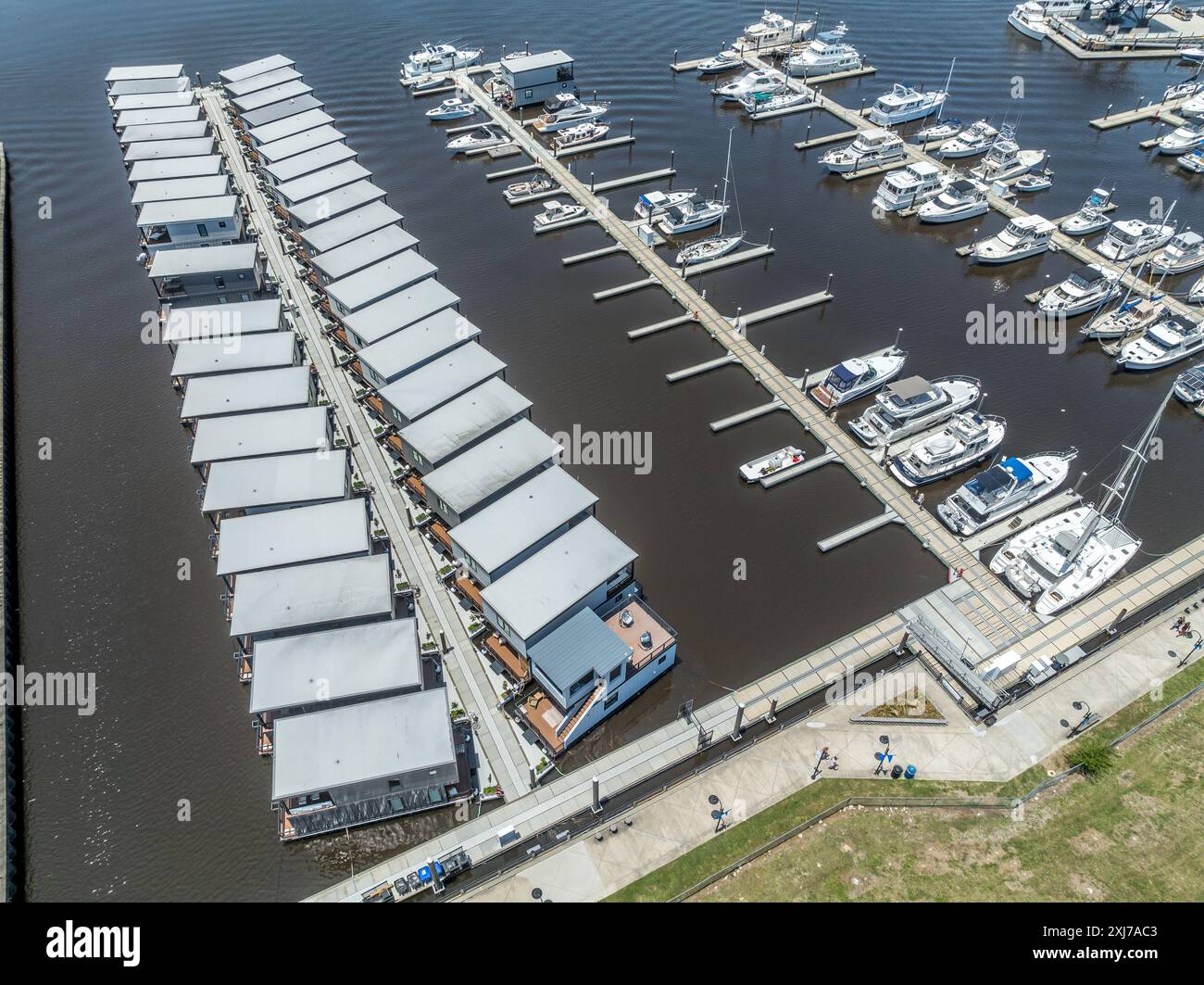 Aerial view of luxury floating homes with versatile comfort, custom ...