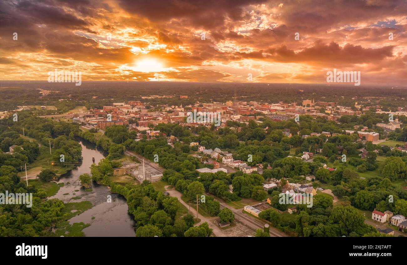 Aerial view of Petersburg in Virginia, site of a major civil war battle ...
