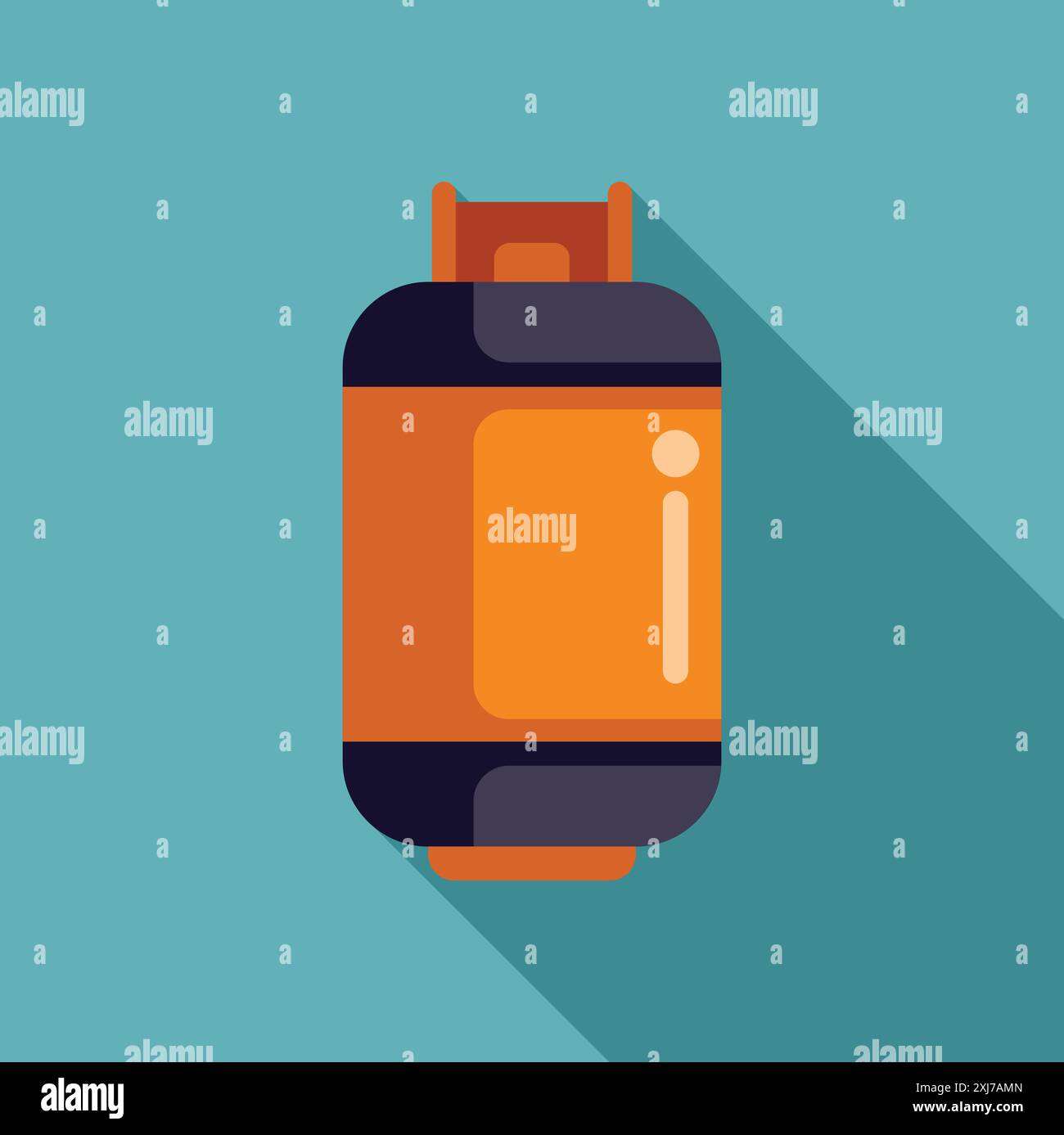 Orange and black gas cylinder for domestic use, with its valve on top ...