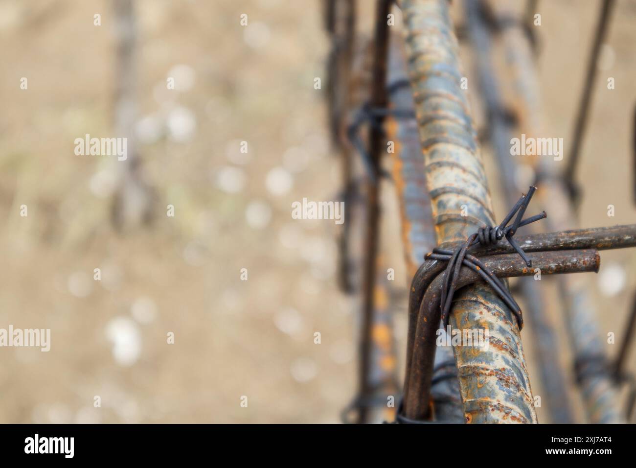 New House building construction site with rebar steel to reinforced ...