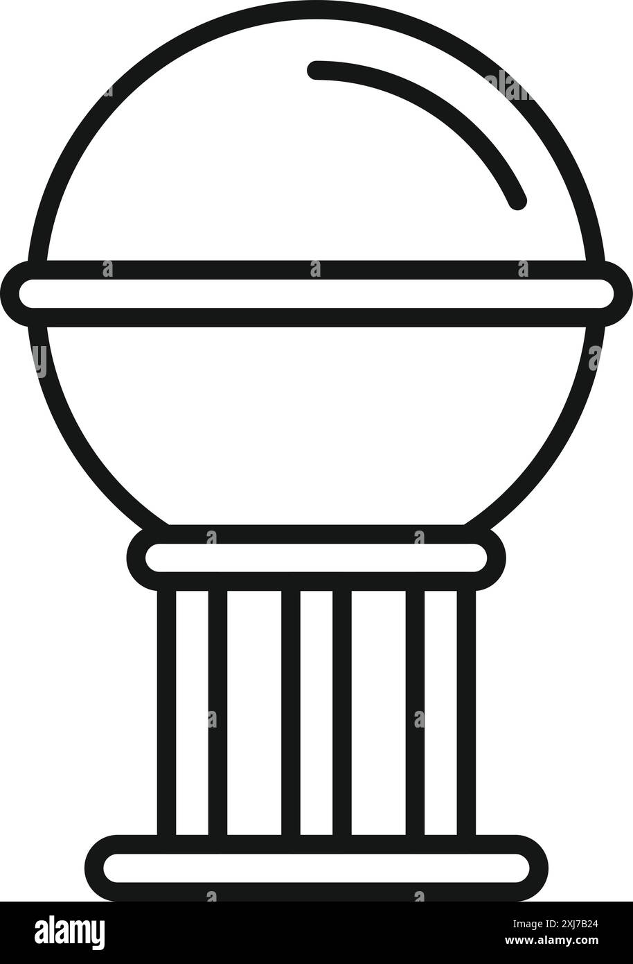 Simple line icon of a large water tower standing on columns Stock ...