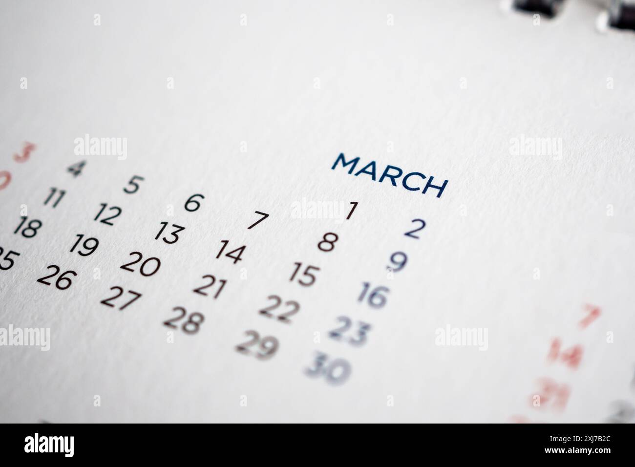 March calendar page with months and dates Stock Photo - Alamy