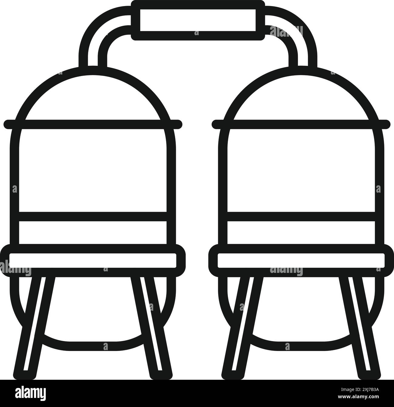 Line drawing of a double water tank system, ideal for illustrating ...