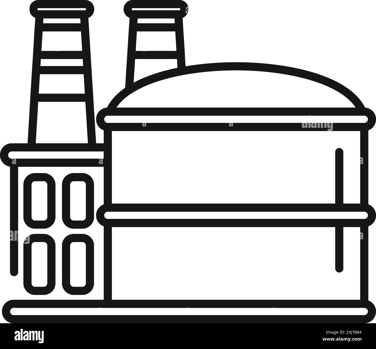 Line drawing of an industrial facility processing fossil fuels ...