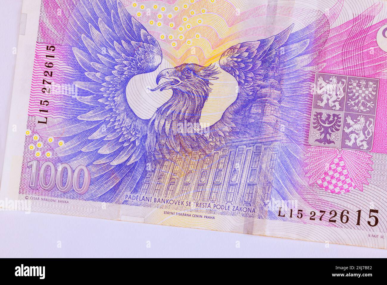 CZK Czech banknotes 1000 korun denominations of issues a Ceska Narodni ...