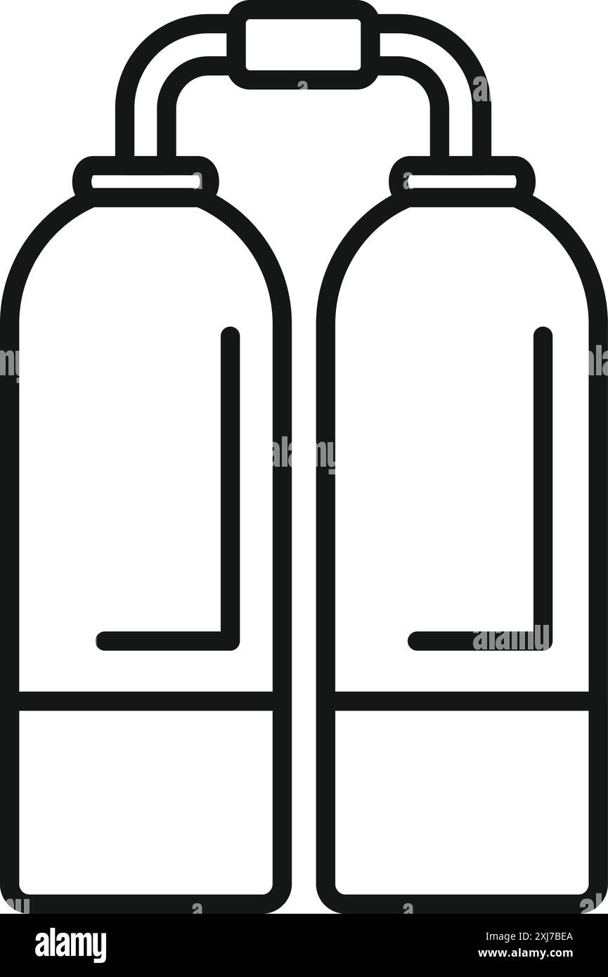Line art icon of an oxygen tank, essential equipment for scuba diving ...