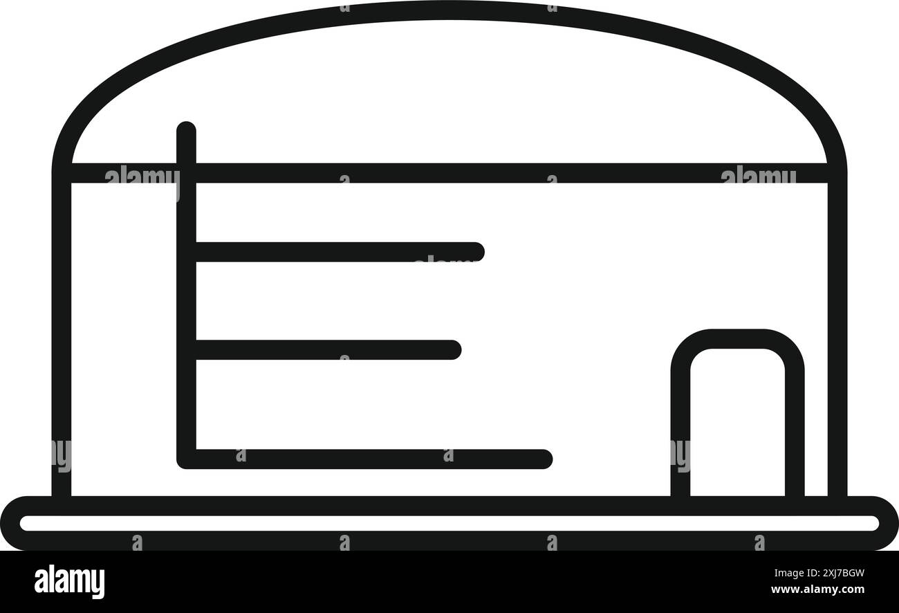 Simple line icon of a bunker typically used for protection during war ...