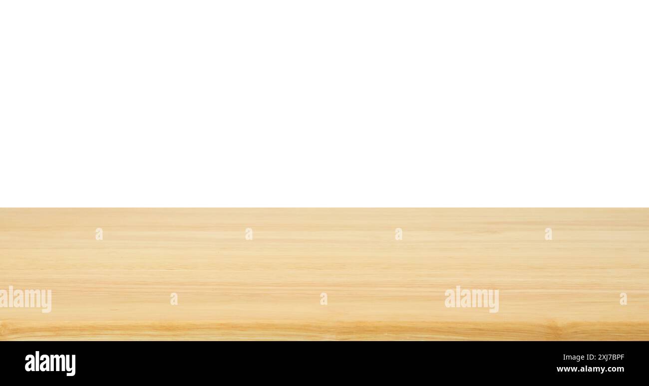 Empty wood table top isolated on white background Stock Photo - Alamy