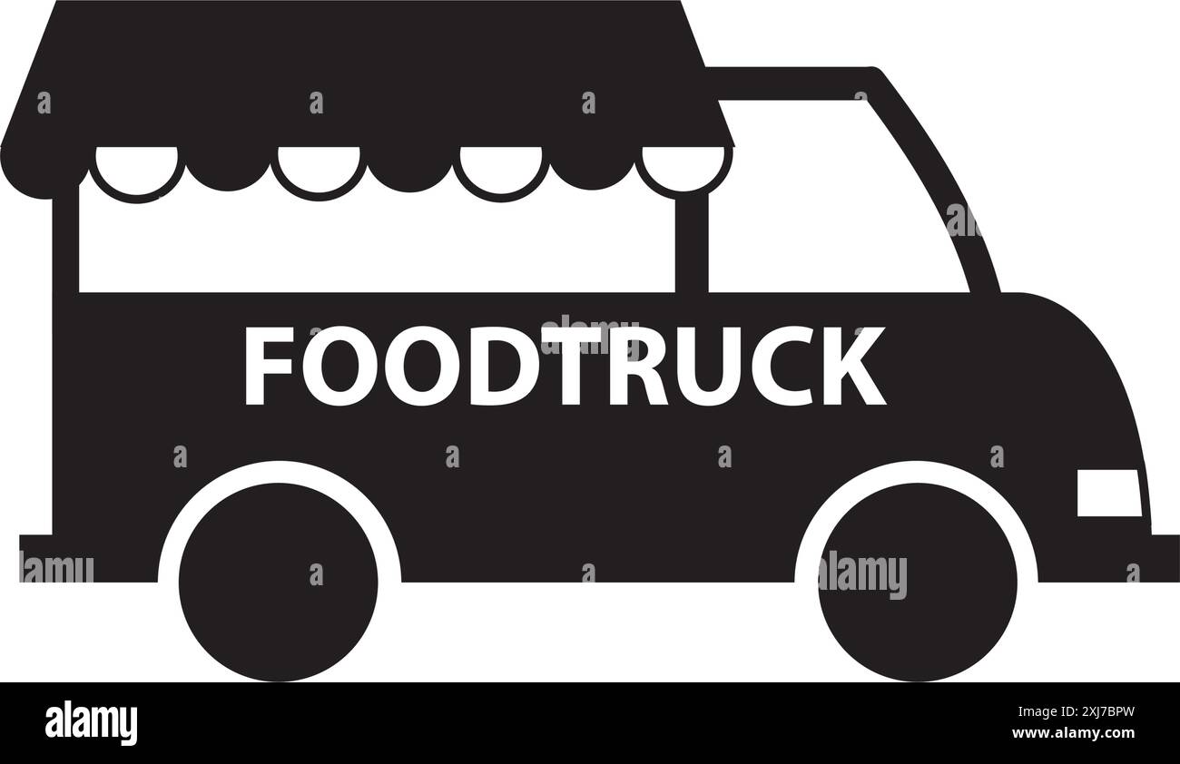 Food truck logo icon. Vector foodtruck kitchen street van design icon ...