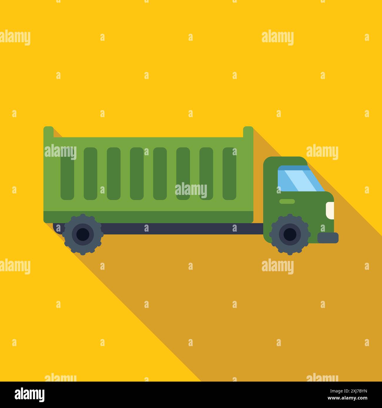 Green cargo truck driving and delivering goods, transportation and ...