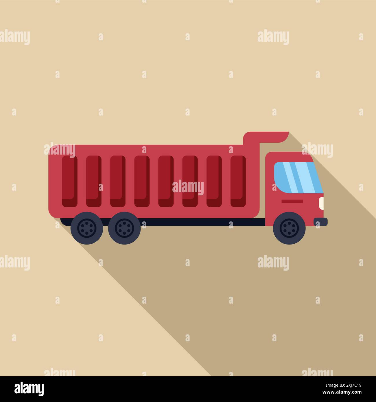 Red tipper truck transporting building materials, construction industry ...