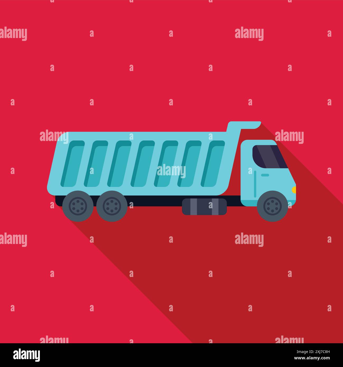 Big blue tipper lorry truck delivering cargo at a construction site ...