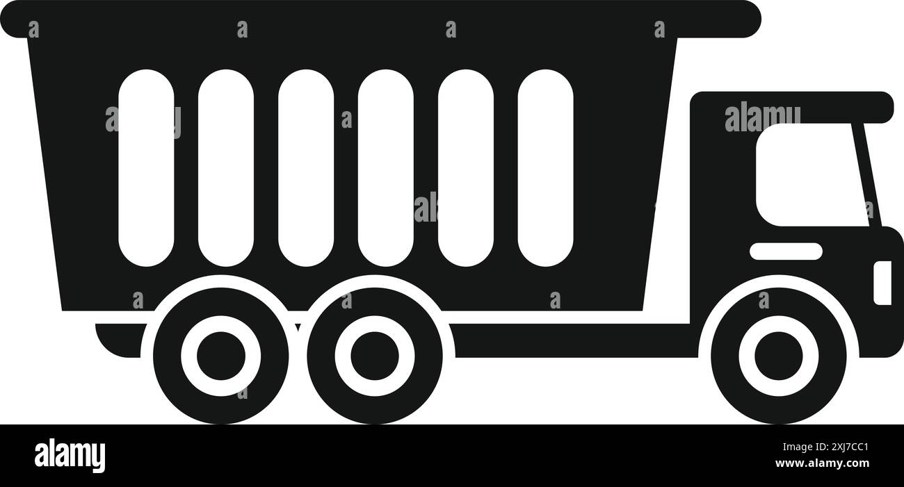 Black silhouette of a tipper truck transporting building materials for ...