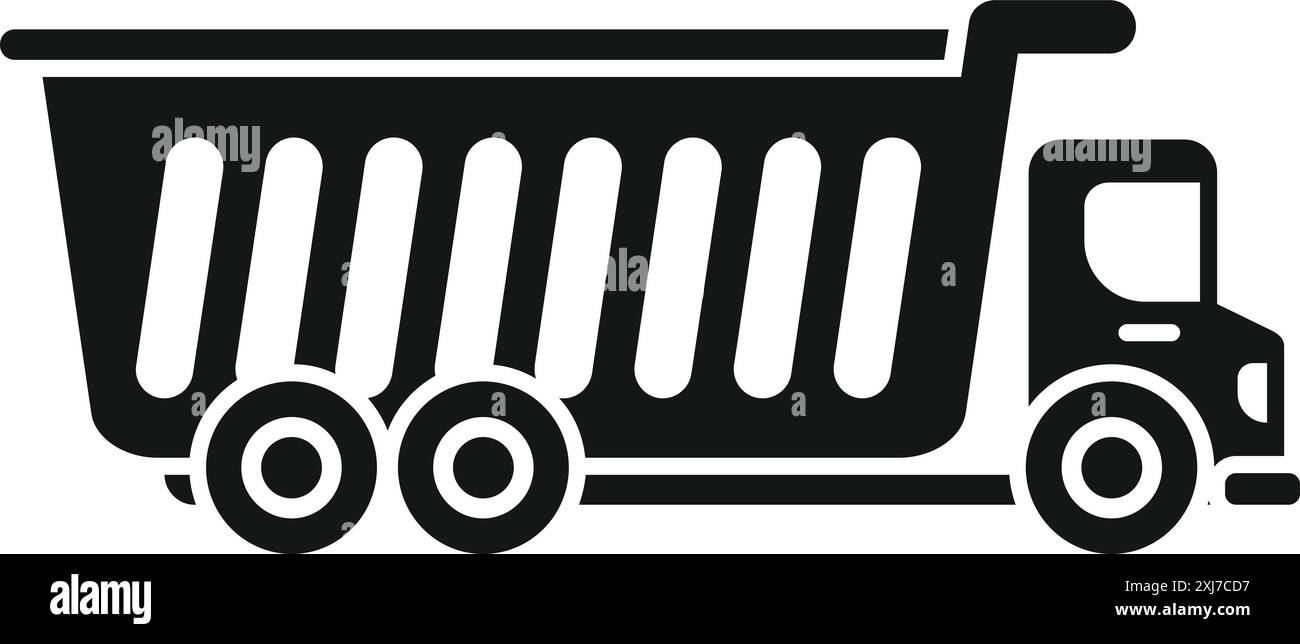 Simple icon of a tipper lorry truck transporting building materials ...