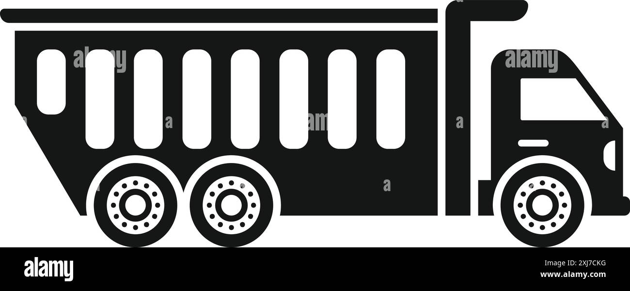 Simple black icon of a large dumper truck transporting building ...