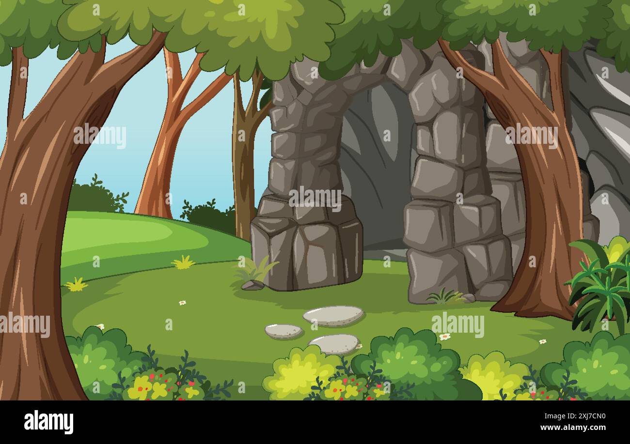 Hidden cave entrance Stock Vector Images - Alamy