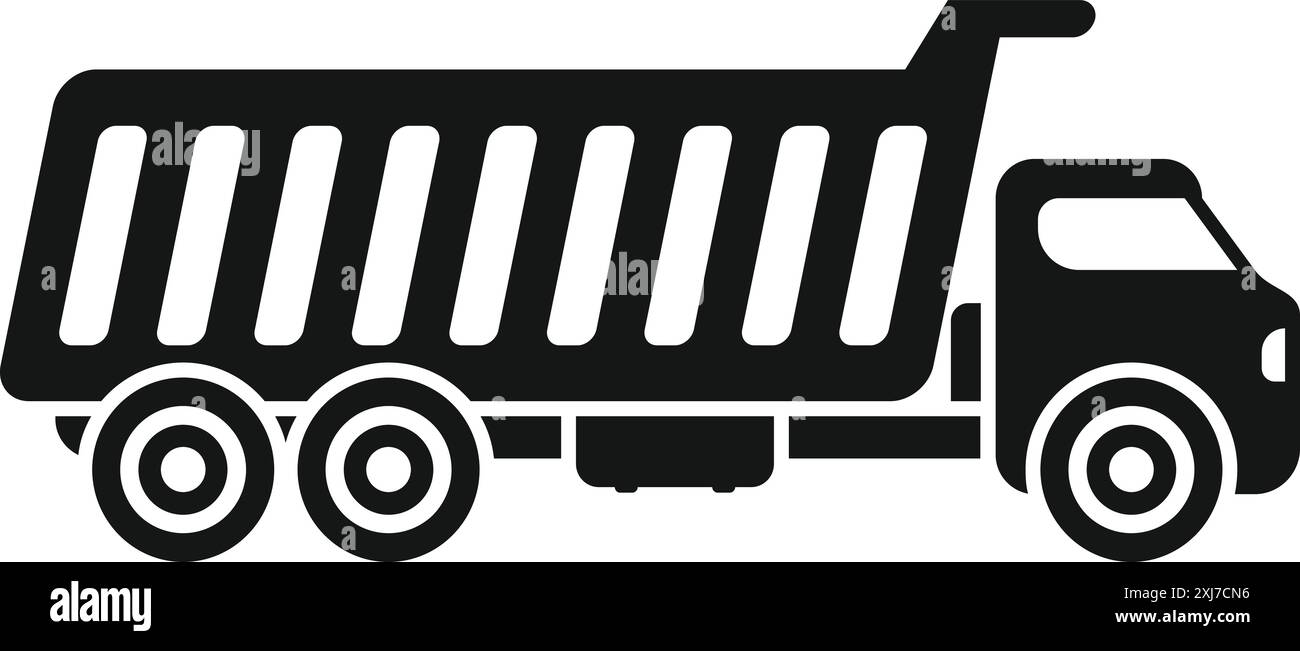 Black and white silhouette of a tipper truck carrying building ...