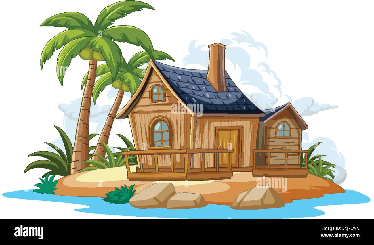 Tropical waterfront house Stock Vector Images - Alamy