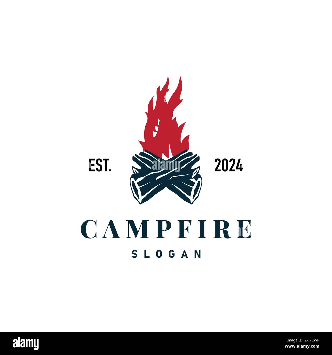 Design wood and fire, logo campfire bonfire vector camping adventure ...