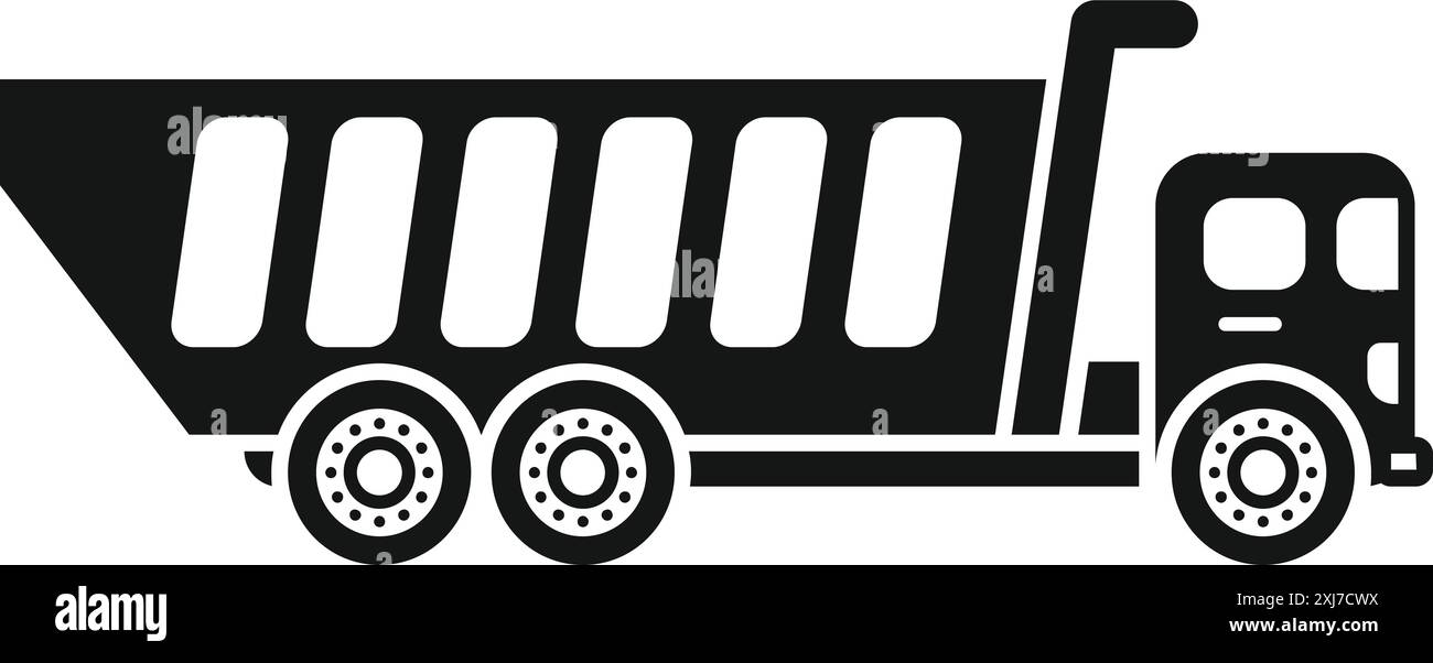 Black silhouette of a tipper truck carrying building materials for ...