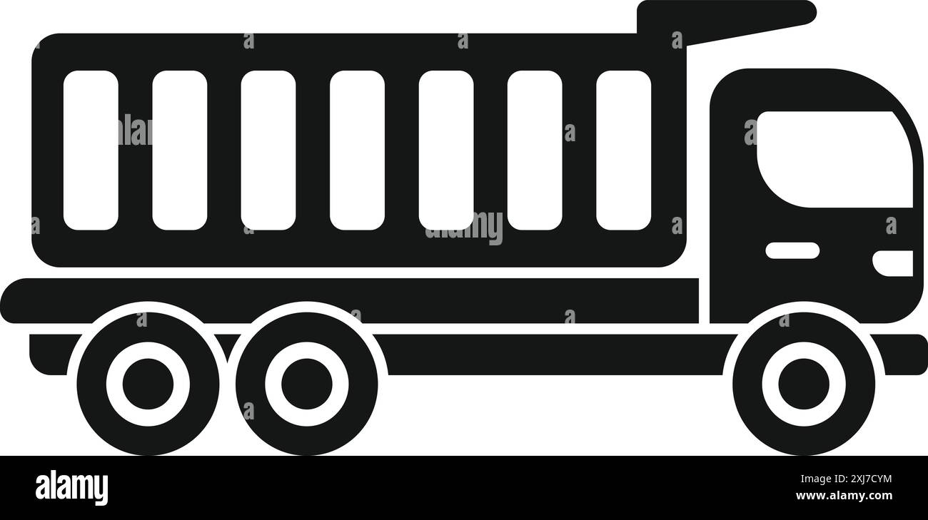 This simple and minimal tipper truck icon represents transportation of ...