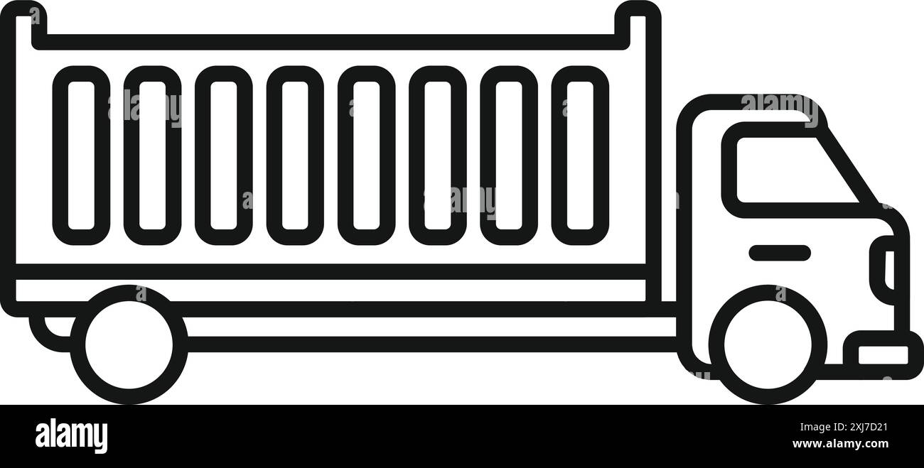 Simple line drawing of a tipper truck delivering construction material ...