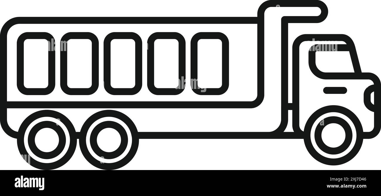 Simple, minimal line drawing of a dump truck transporting goods ...
