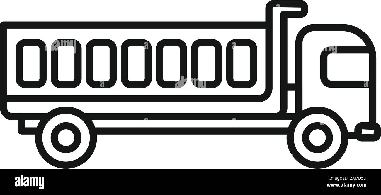 Simple line drawing of a cargo truck transporting goods, perfect for ...